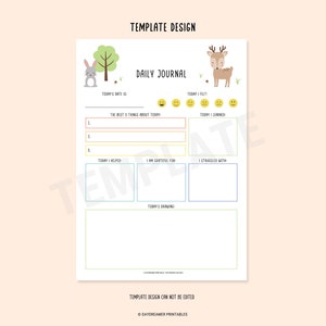 Gratitude Journal Printable Template for Kids, Personalized Daily ...