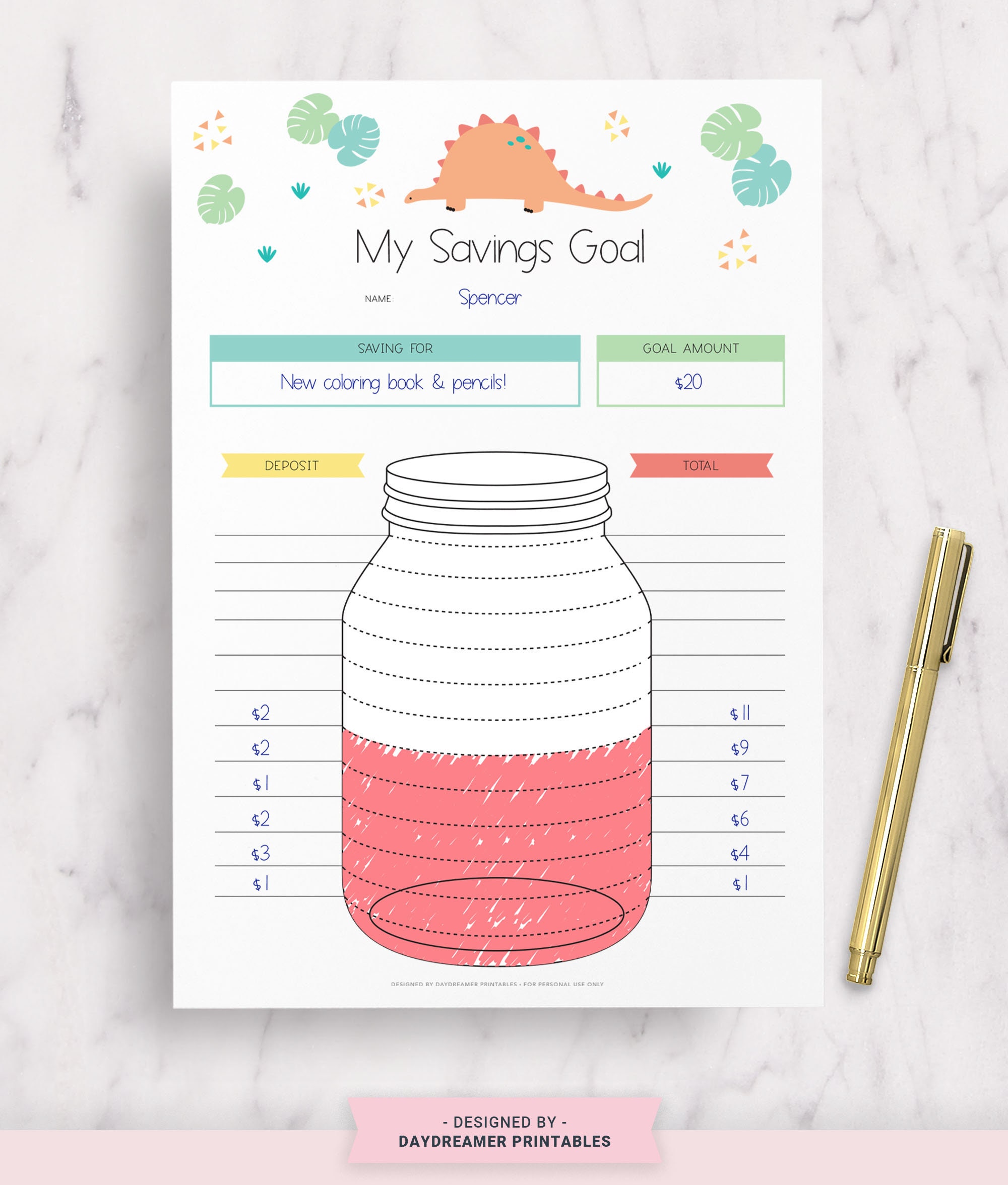 Kids Savings Tracker Savings Jar Printable Kids Savings Goal | Etsy ...
