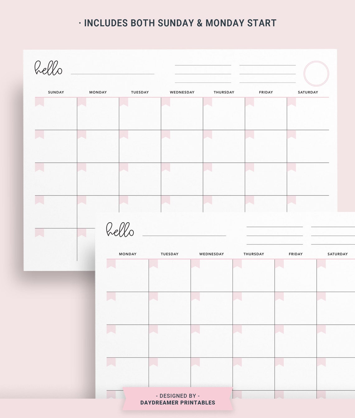 Printable Calendar, Undated Desk Calendar, Wall Calendar Printable ...