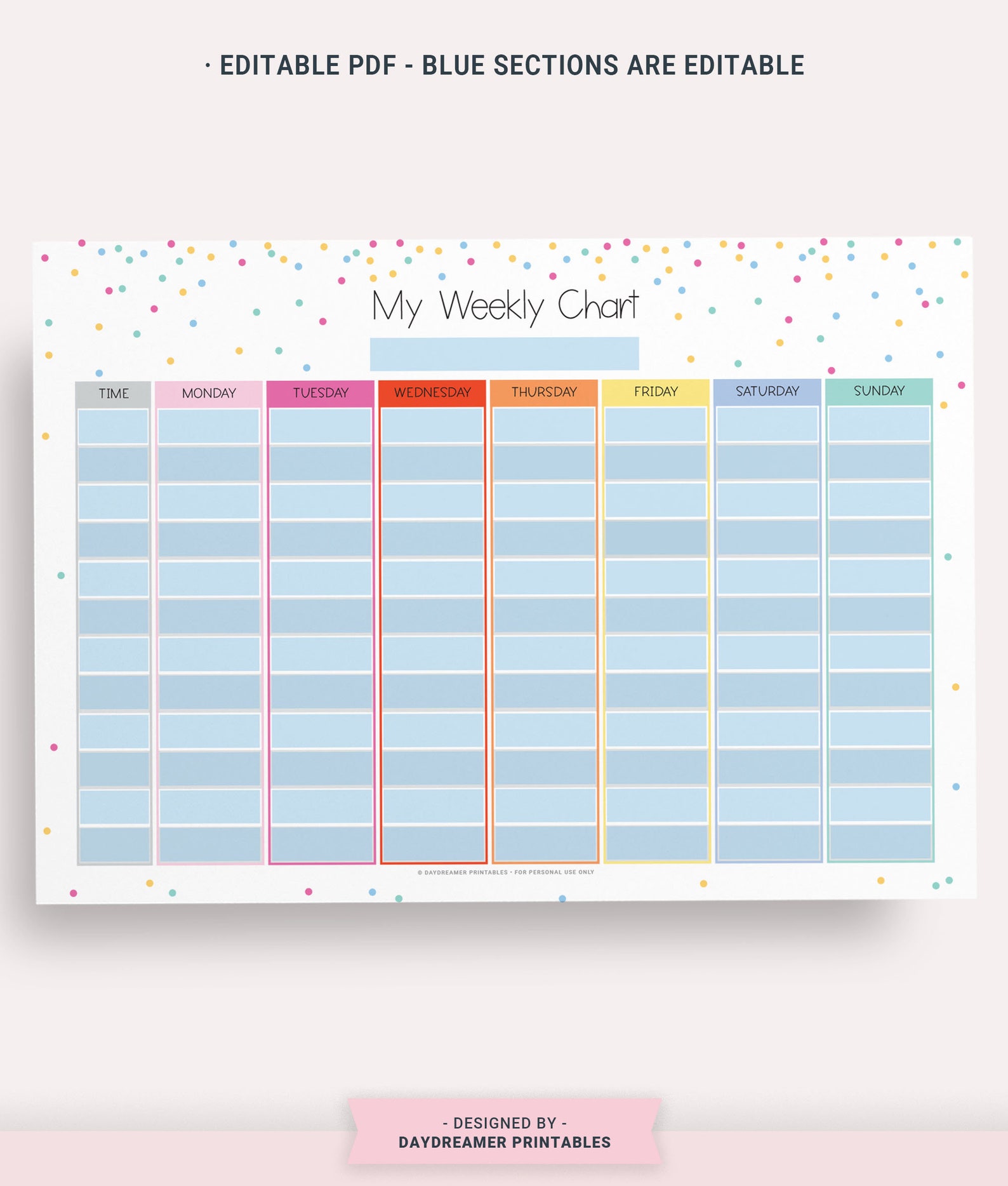 Editable Kids Weekly Planner Schedule Chart Kids Daily - Etsy