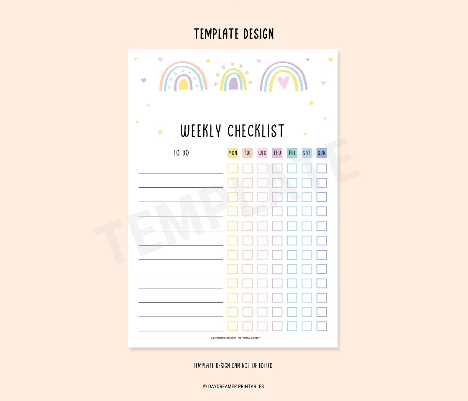 Editable Kids Weekly Routine Checklist, Behavior Chart for Kids, School ...