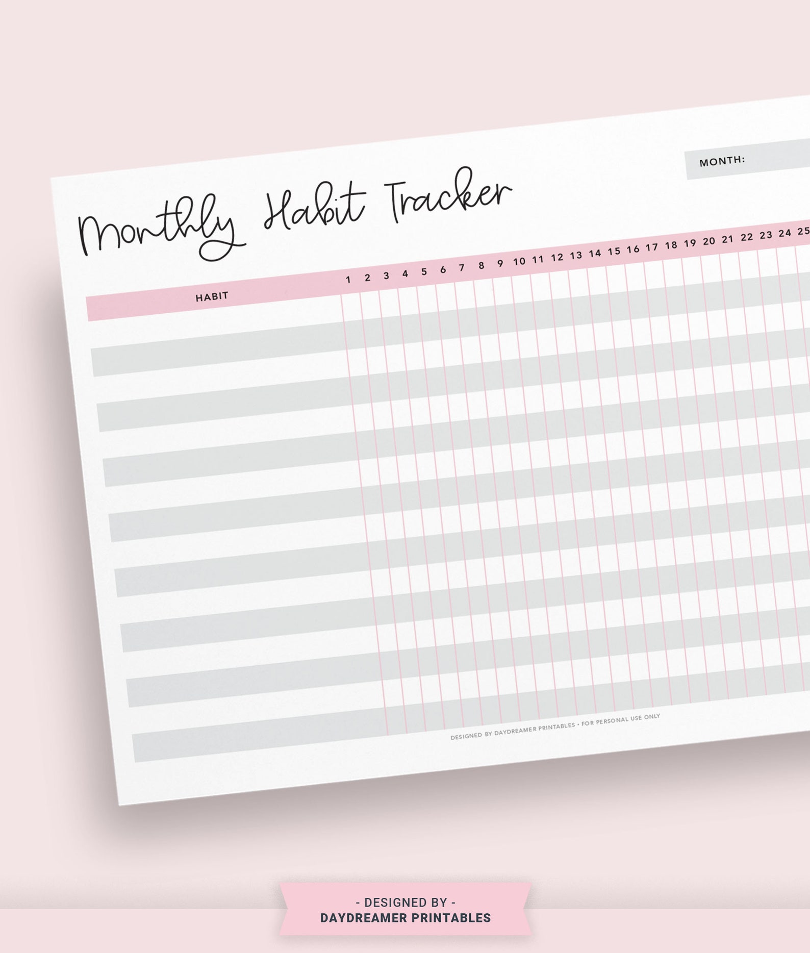 Habit Tracker Printable, Daily Habits Chart, Daily Monthly Yearly ...