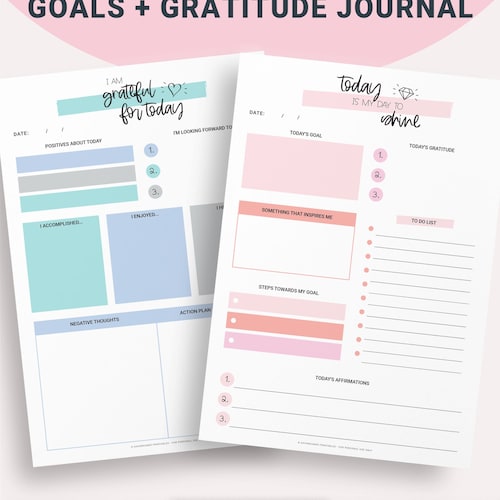Gratitude Journal Printable Goal Setting Daily Gratitude - Etsy