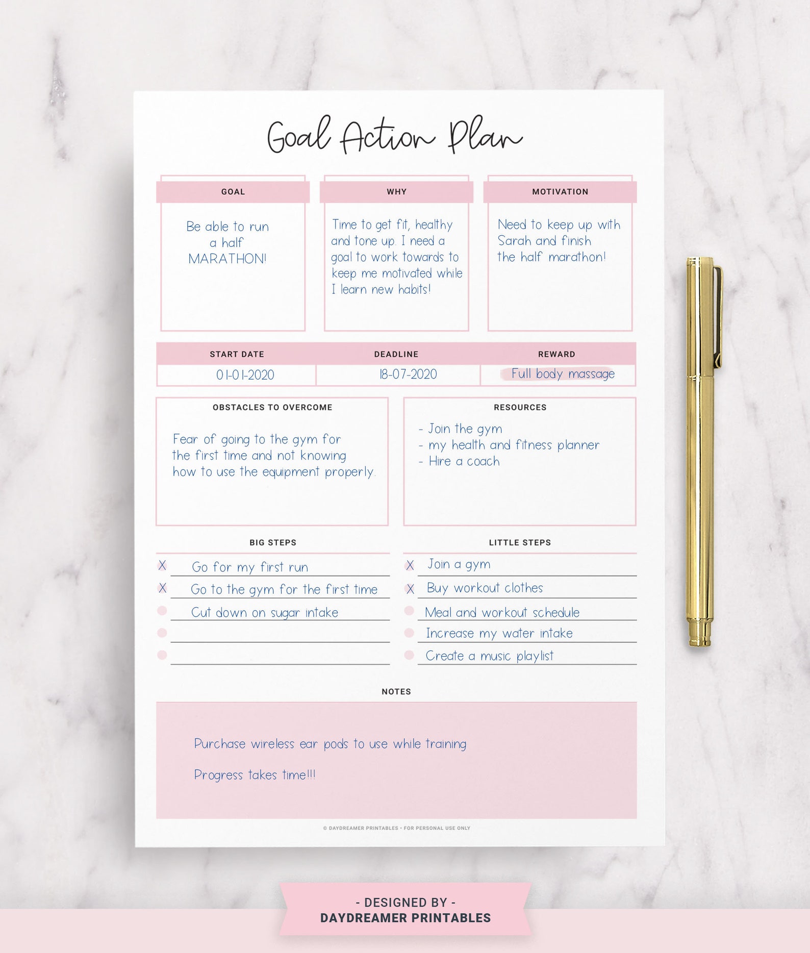 Goal Planner Printable, Goal Tracker, Goal Setting Worksheet, Life ...