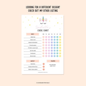 Printable Kids Chore Chart With Reward System, Editable Chore Chart for ...