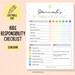 Editable Responsibility Chore Chart for Kids, Rainbow Responsibility ...