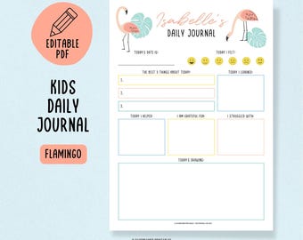 Kids Daily Journal Printable, Journal for Kids, Kids Gratitude Journal ...
