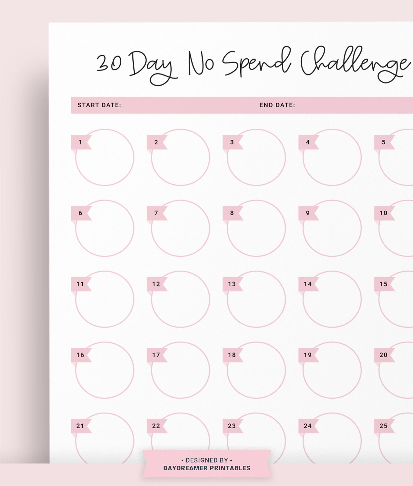 Spending Tracker, No Spend Challenge Printable, Monthly Budget, 30 Day ...