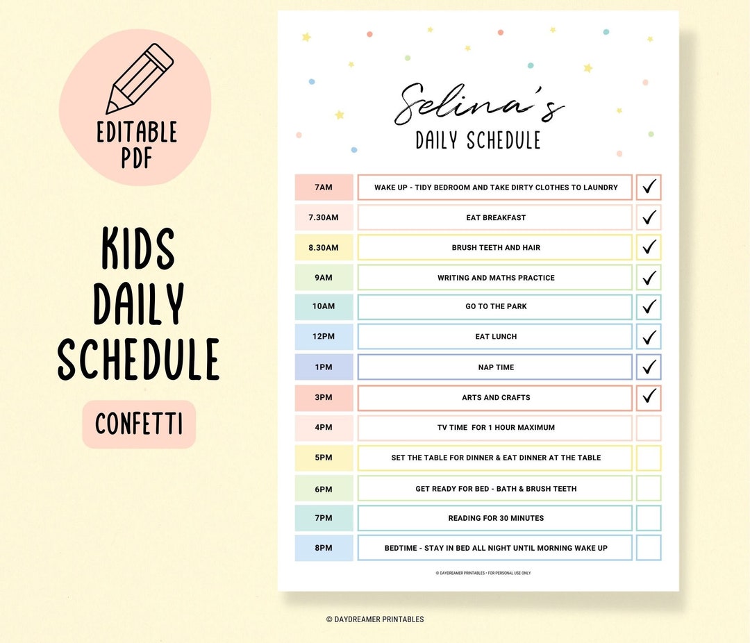 Editable Kids Daily Routine Checklist Printable - Etsy UK