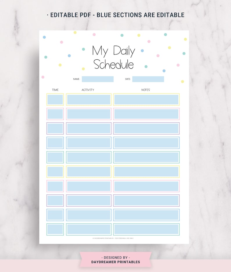 Editable Kids Daily Planner Kids Schedule Printable Schedule - Etsy ...