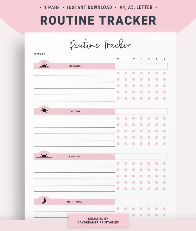 Daily Routines Printable Planner, Daily Routine Chart, Routine Tracker ...