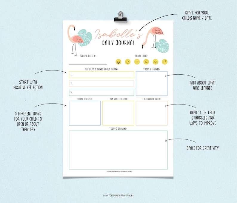 Kids Daily Journal Printable, Journal for Kids, Diary for Children ...
