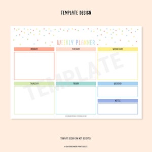 Editable Kids Weekly Calendar Template, Printable Kids Weekly School ...