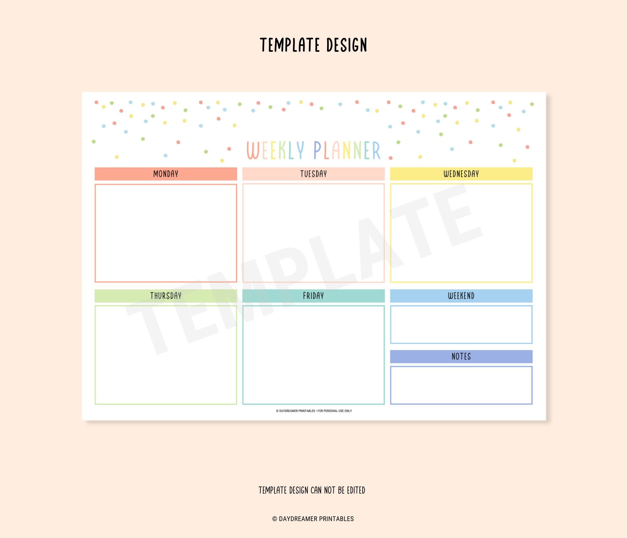 Editable Kids Weekly Calendar Template, Printable Kids Weekly School ...