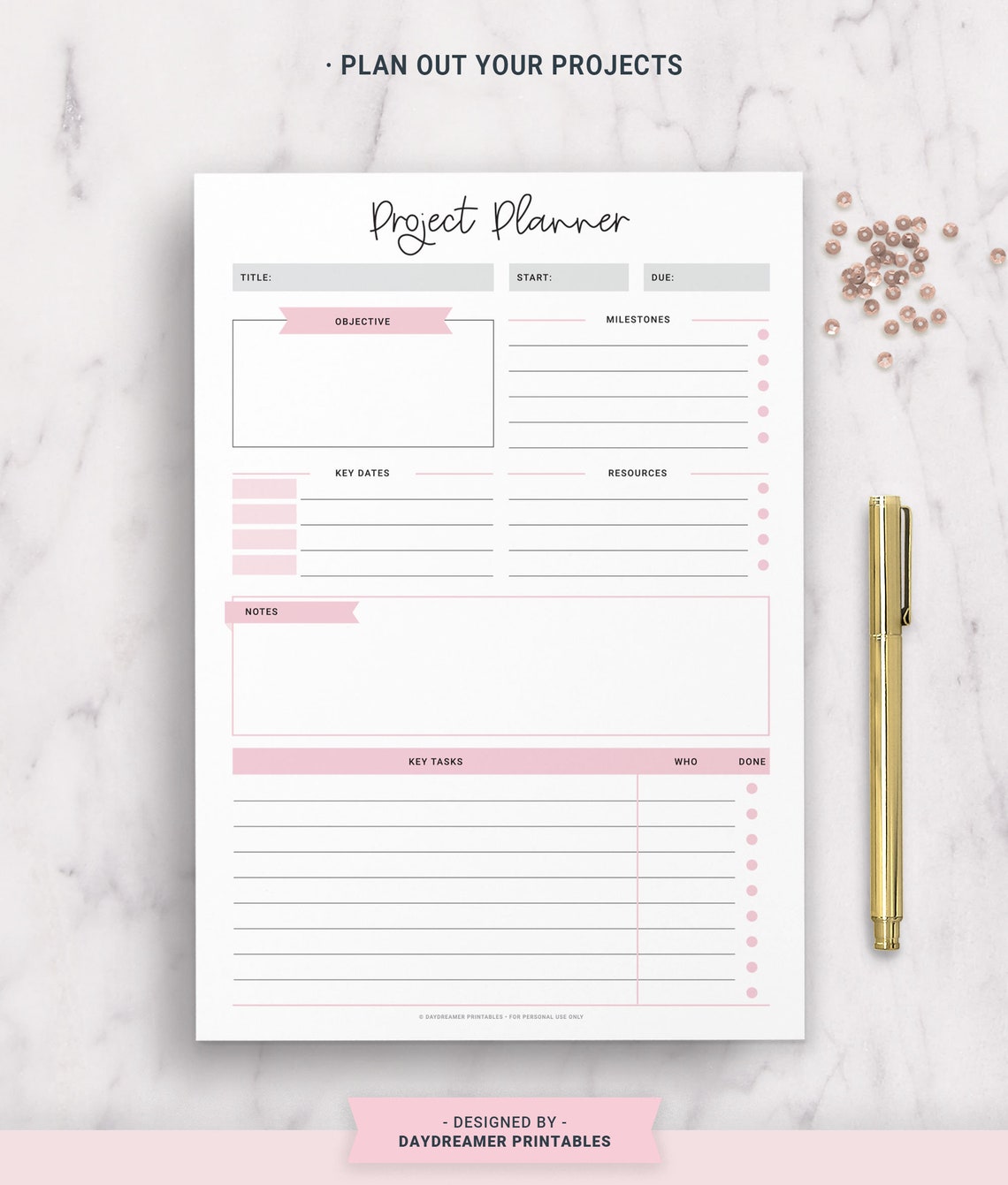 Daily Project Planner, to Do List, Work Planner, Student Project ...