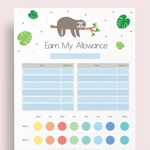 Kids Allowance Chart Printable Editable Kids Chores - Etsy Australia