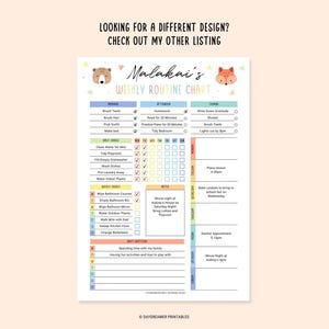 Editable Kids Routine Chore Chart Printable, Daily Planner for Kids ...