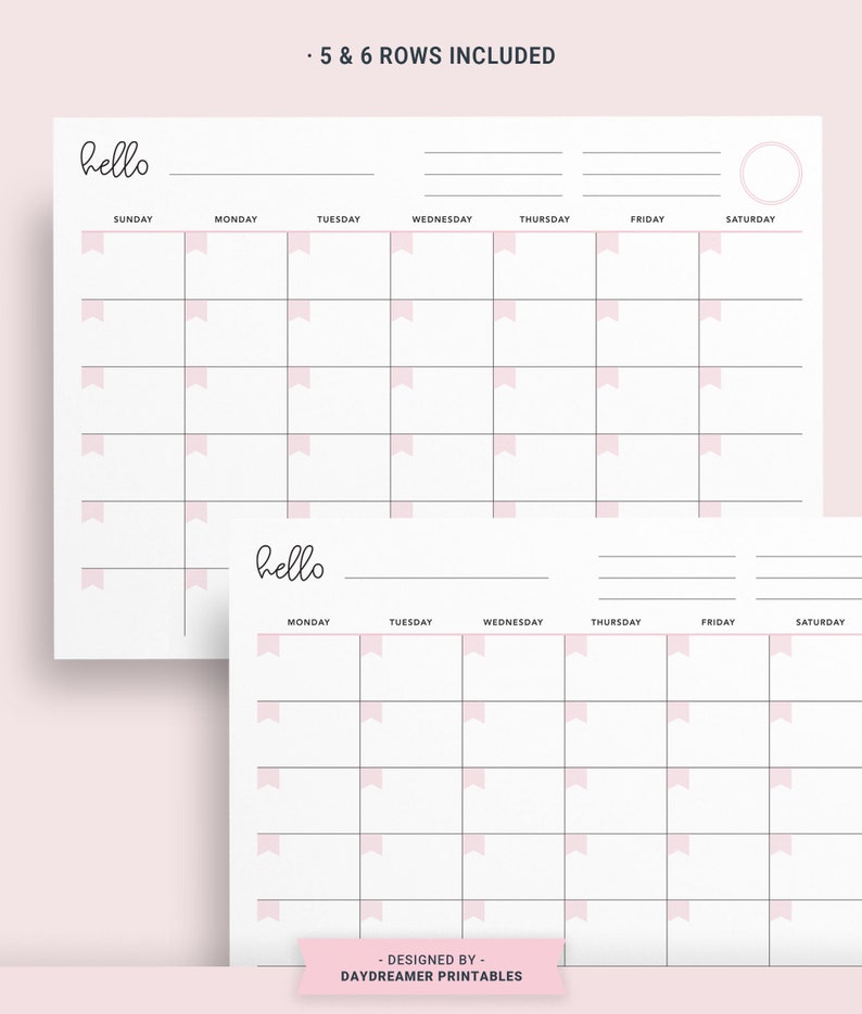 Printable Calendar, Undated Desk Calendar, Wall Calendar Printable ...