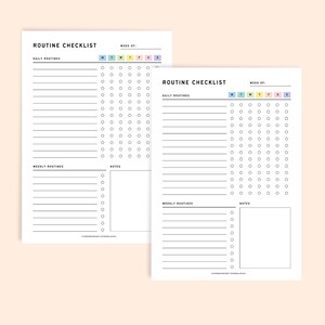 Printable Routine Checklist for Tracking Daily and Weekly Habits ...