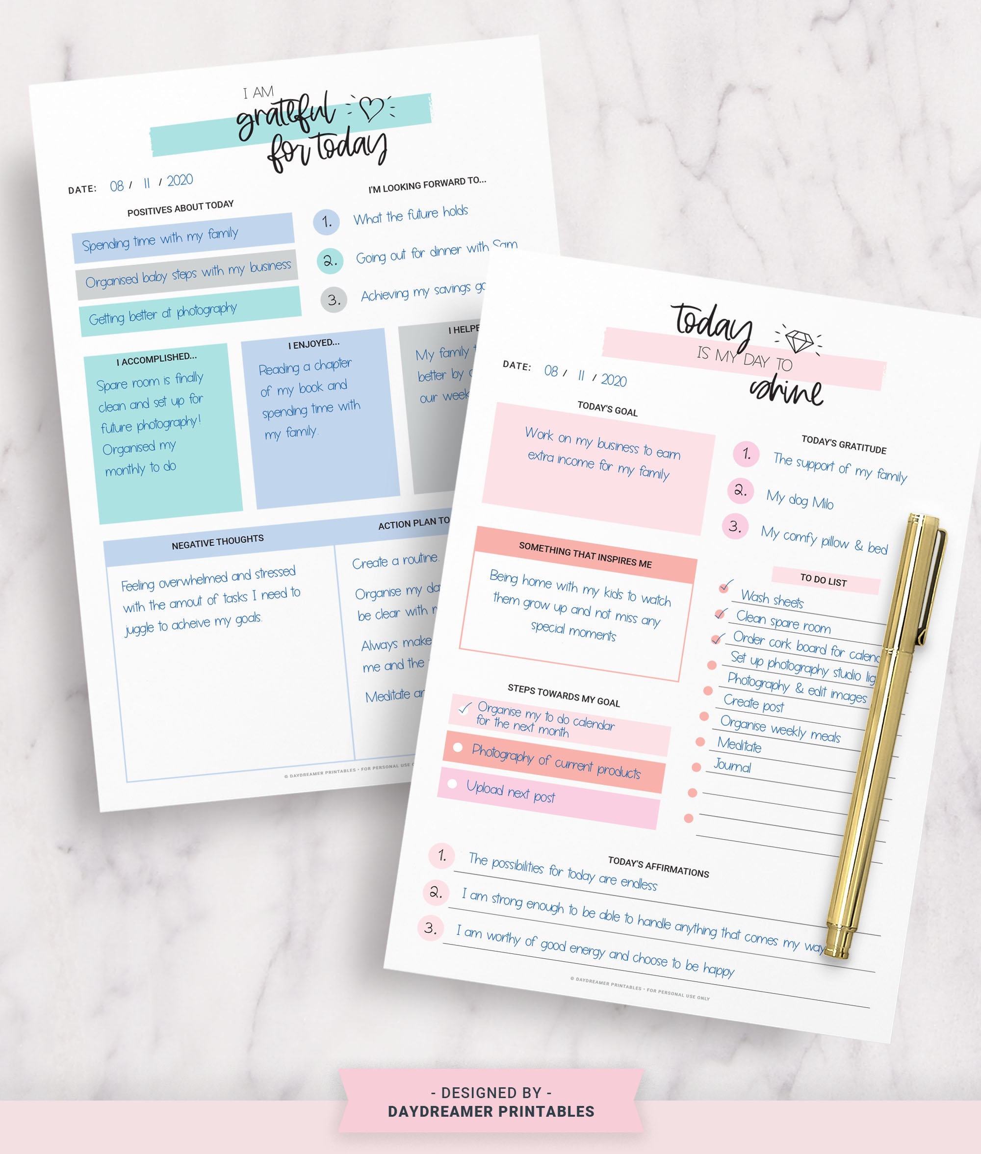 Gratitude Journal Printable, Goal Setting, Daily Gratitude Planner ...