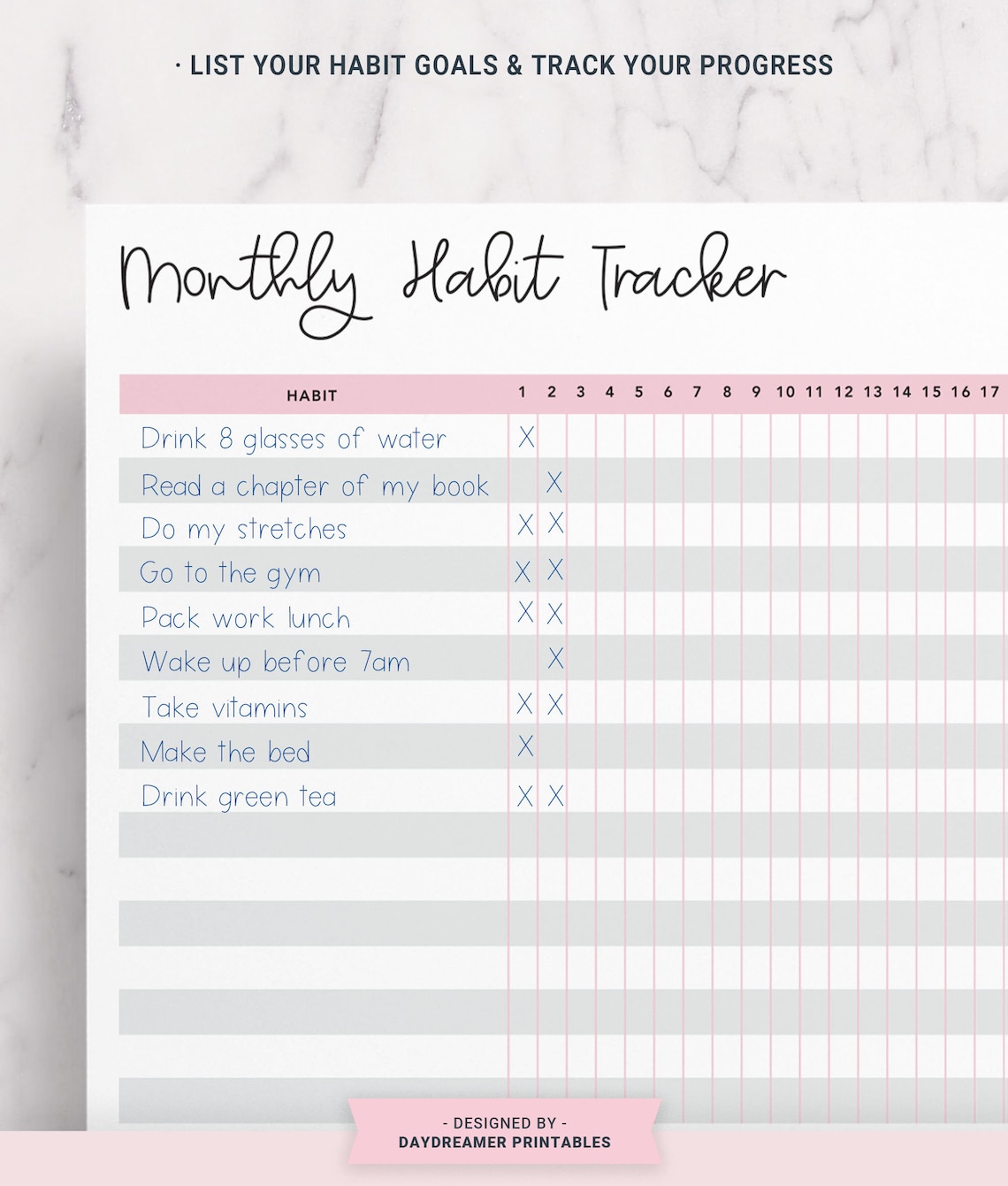 Habit Tracker Printable Daily Habits Chart Daily Monthly | Etsy Australia