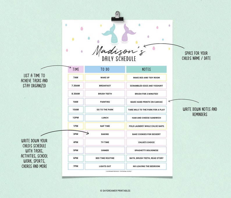 Kids Daily to Do List, Kids Daily Planner Printable, Kids Schedule ...