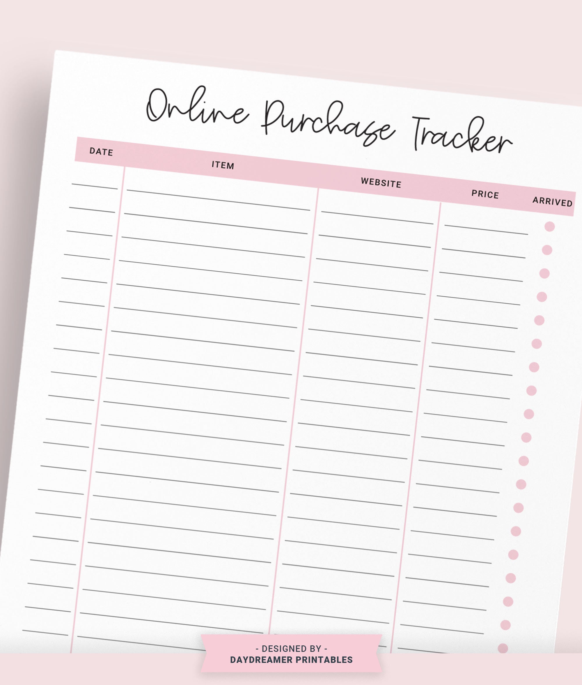 Purchase Orders Tracker, Online Shopping List Printable, Online ...