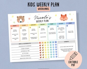 Kids Printable Planner, Kids Weekly Planner, Childrens Activity ...
