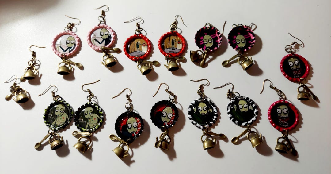 SALAD FINGERS Rusty Kettle & Spoon Earrings or Character Bottlecap ...