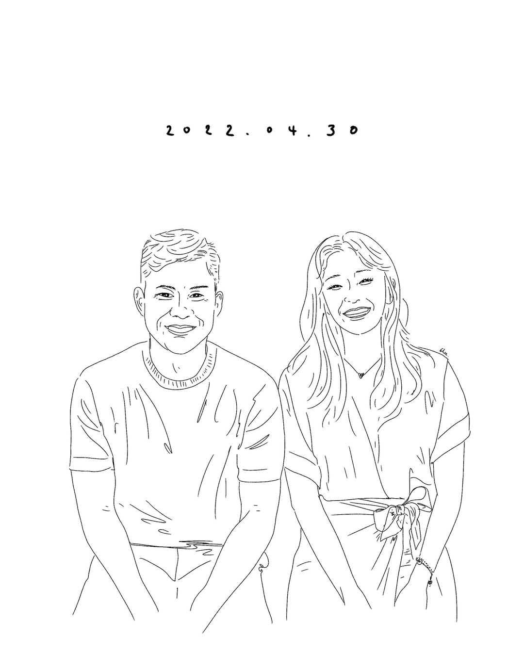 Simple Line Drawing Custom Family Portrait, Family, Friends Family Gift ...