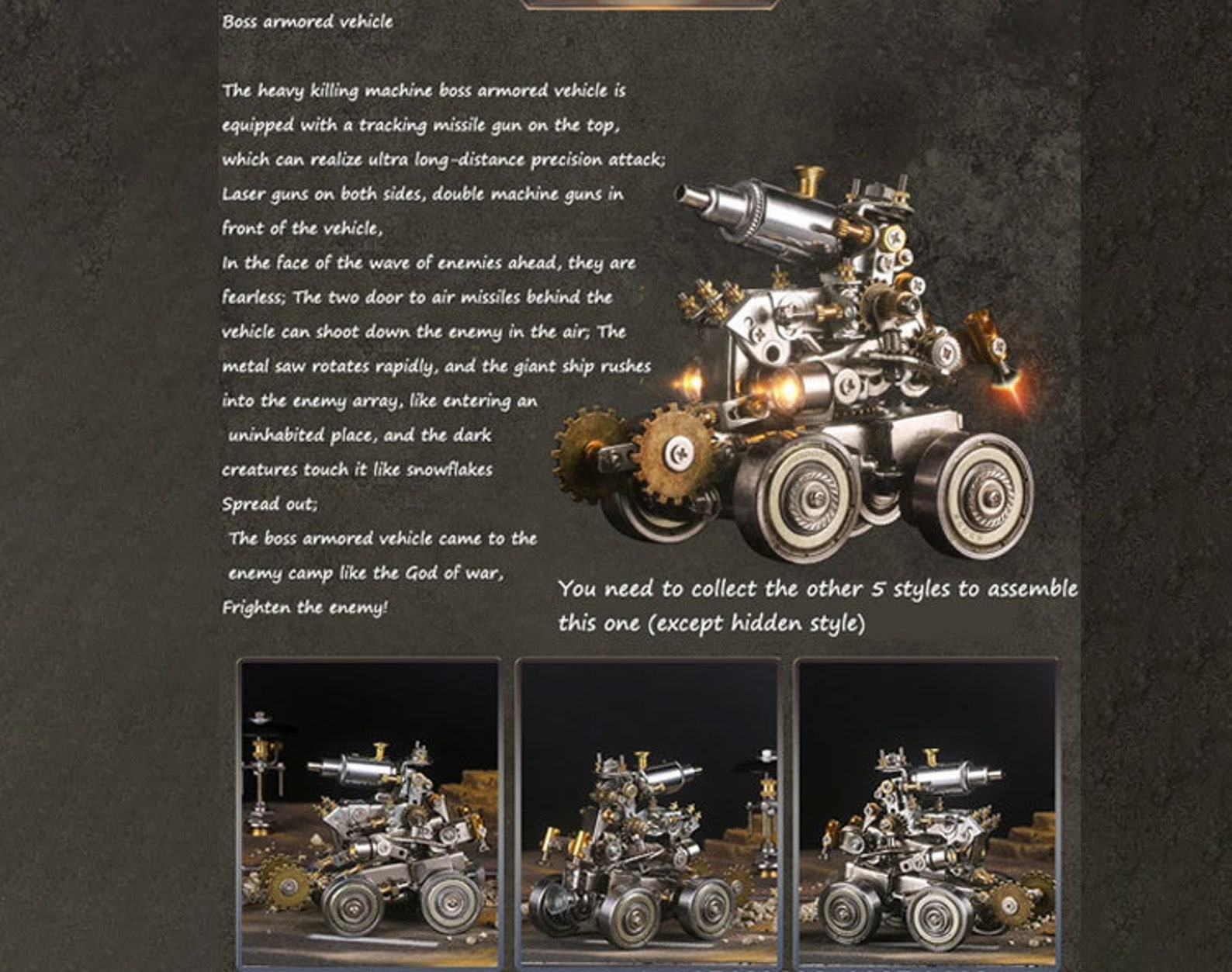 Mechanical Tank Cannon Alloy Armor Series Blind Box Hand-made DIY Metal ...