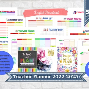 2022 2023 Teacher Planner Printable Binder Inserts - Digital Download ...