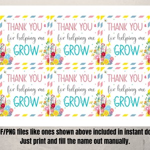 Thanks for Helping Me Grow, Teacher Appreciation Week End of Year Gift ...