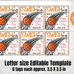Swishing You a Happy Valentine's Day, Printable Editable Basketball ...