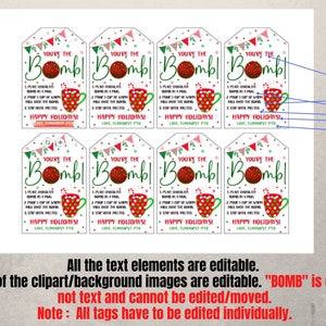 You're the Bomb Christmas Hot Cocoa Bomb Gift Tags , Hot Chocolate Bomb ...