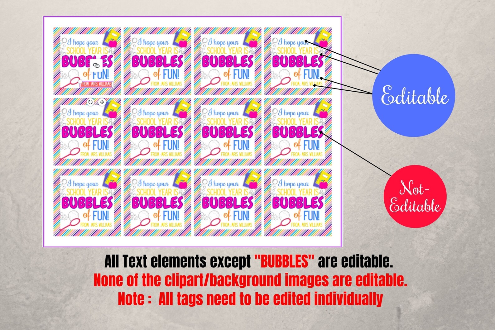 Back to School Bubbles Gift Tags, Hope Your School Year is Bubbles of ...
