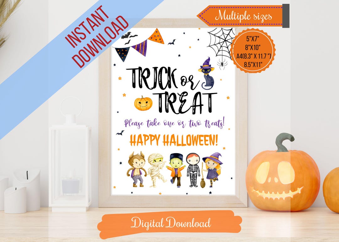 Halloween Please Take One Printable Sign, Halloween Trick or Treat Sign ...