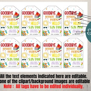 Goodbye Lesson Plans Hello Suntan Gift Tags, End of Year Summer Thank ...