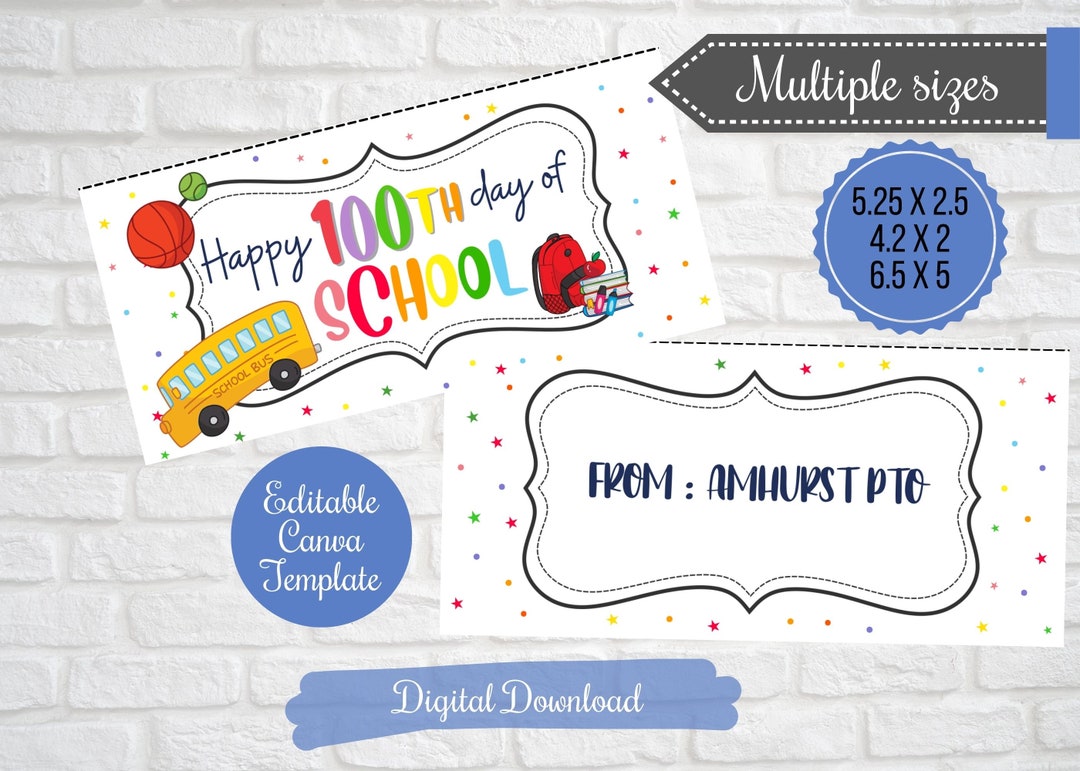 Happy 100th Day of School Treat Bag Toppers for Students, 100 Days of ...