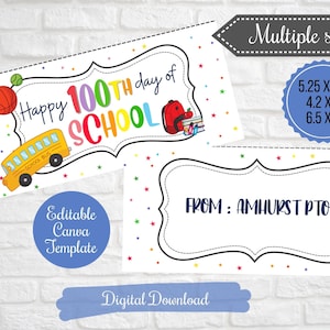 Happy 100th Day of School Treat Bag Toppers for Students, 100 Days of ...