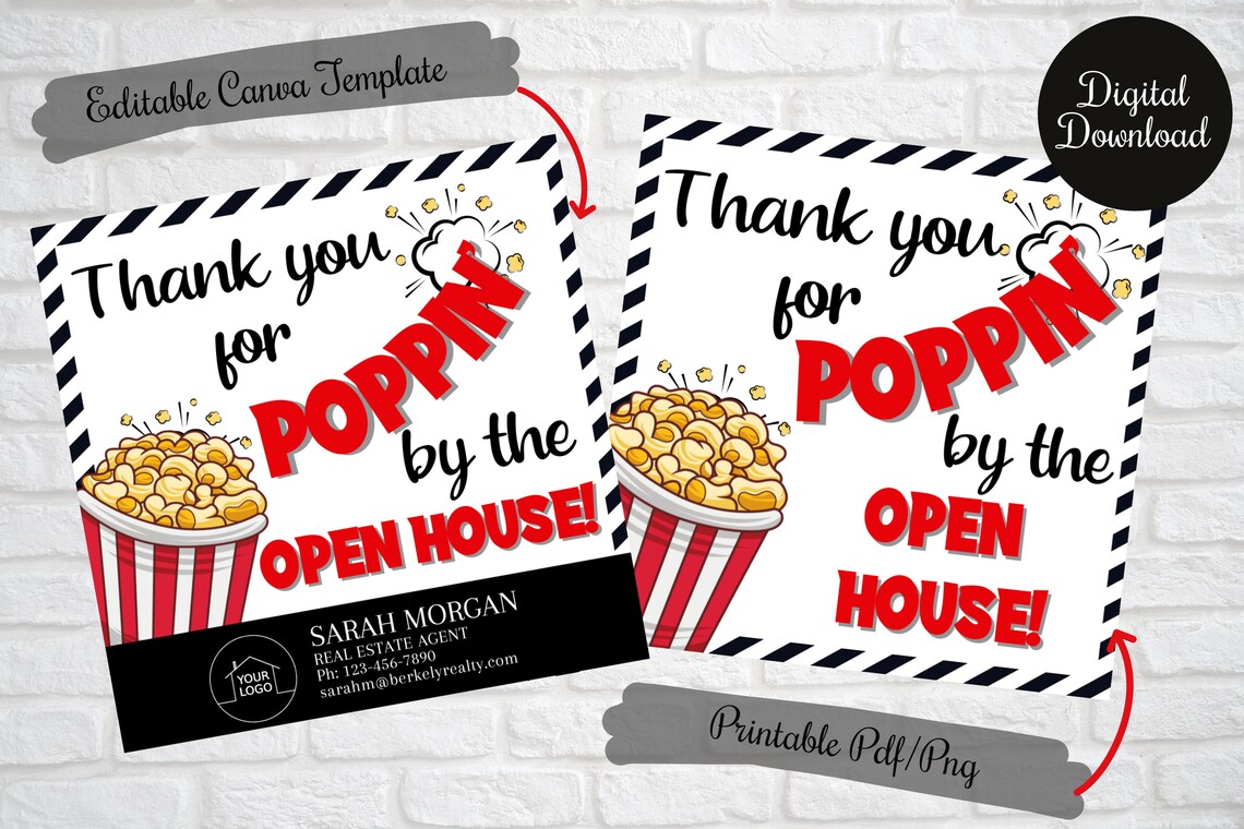 Thank You for Poppin by the Open House Realtor Tags Realtor - Etsy