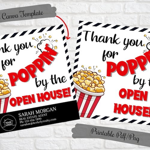 Thank You for Poppin by the Open House Realtor Tags Realtor - Etsy