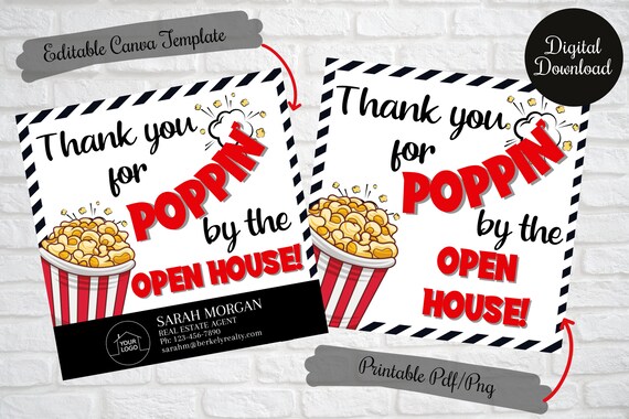 Thank You for Poppin by the Open House Realtor Tags Realtor - Etsy