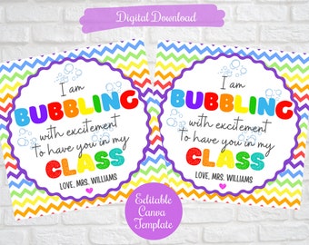 First Day of School Bubbles Gift Tags I Am Bubbling With - Etsy