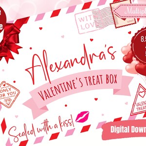 EDITABLE Valentine Treat Box Label personalized Valentine | Etsy