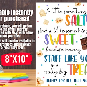 Sweet Salty Treat Appreciation Sign, Staff Appreciation Table Sign ...