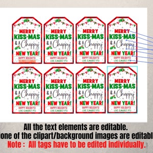 Merry Kissmas and a Chappy New Year Gift Tagschristmas Lip | Etsy