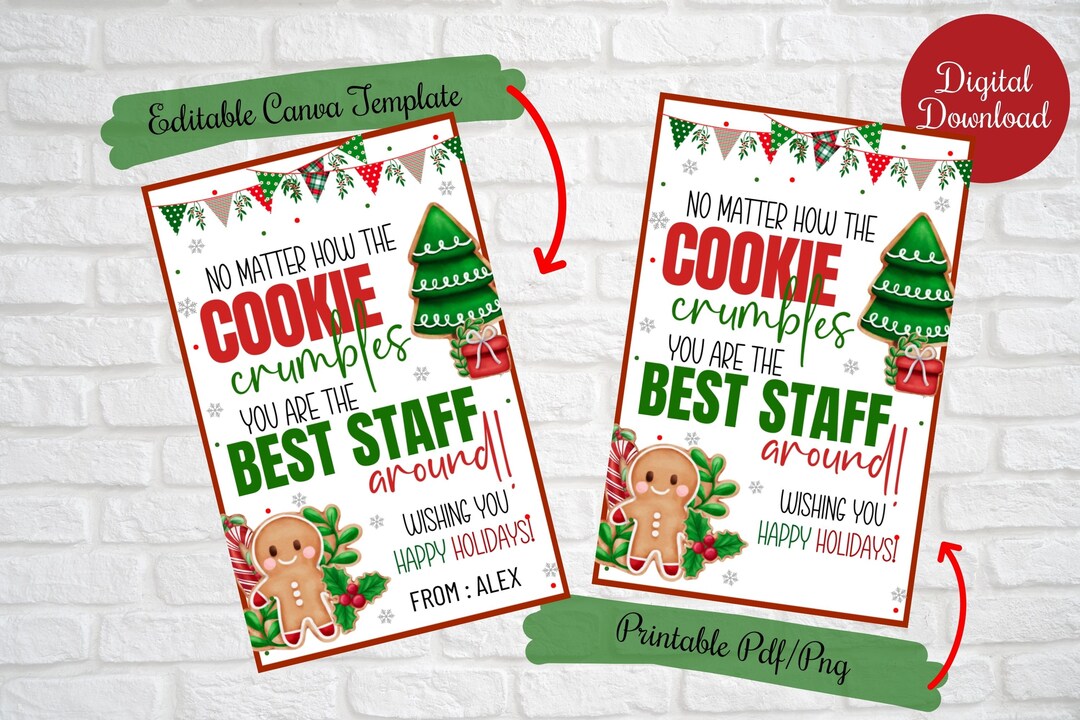 Staff Cookie Christmas Gift Tags, Teacher Employee Christmas Cookie ...