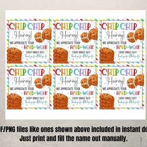 Staff Cookie Appreciation Gift Tags, Chip Chip Hooray, We Appreciate ...