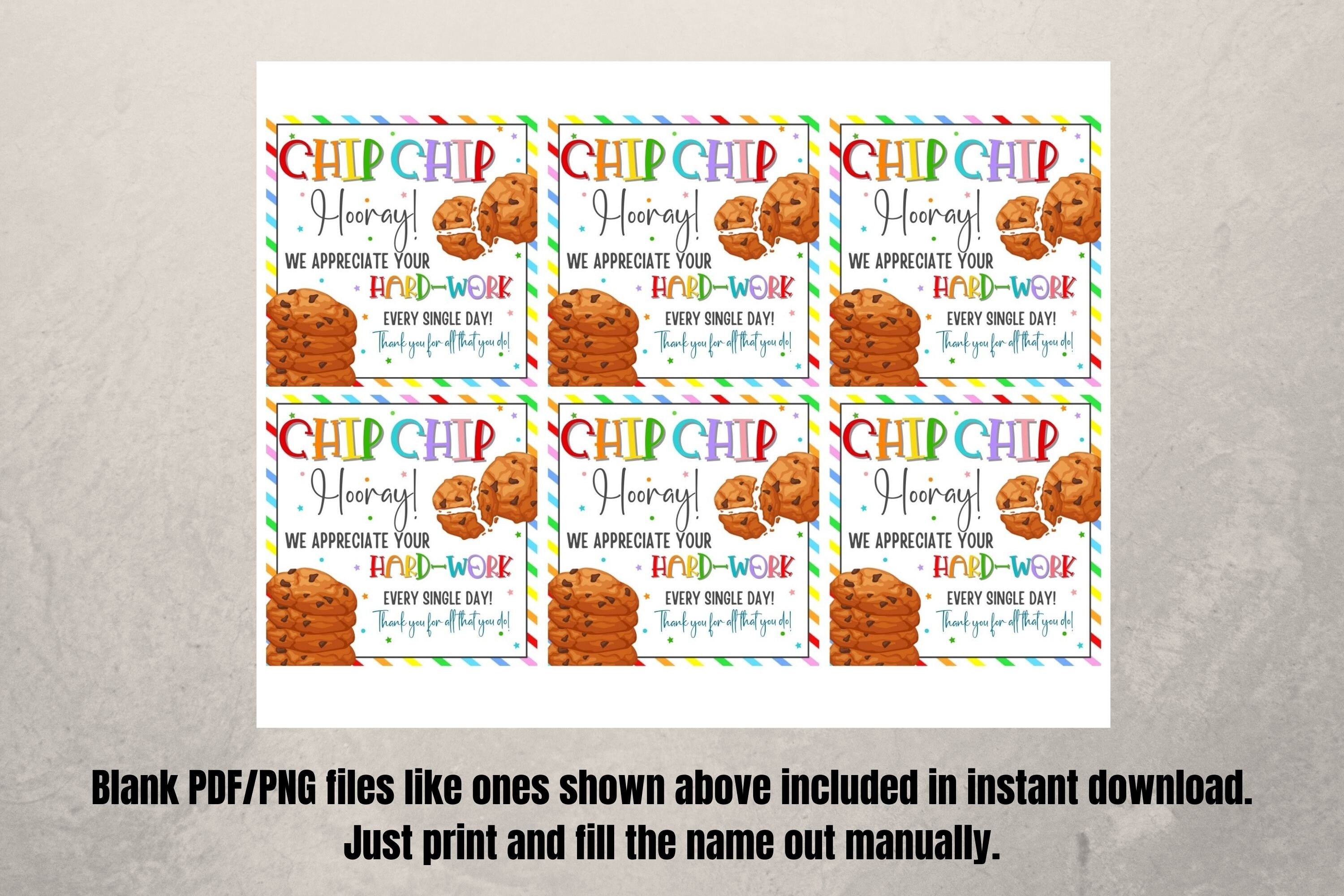 Teacher Cookie Appreciation Gift Tags, Chip Chip Hooray, We Appreciate ...